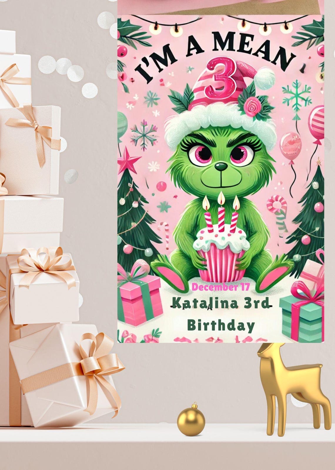 Grinch Theme Birthday Invitations - Etsy