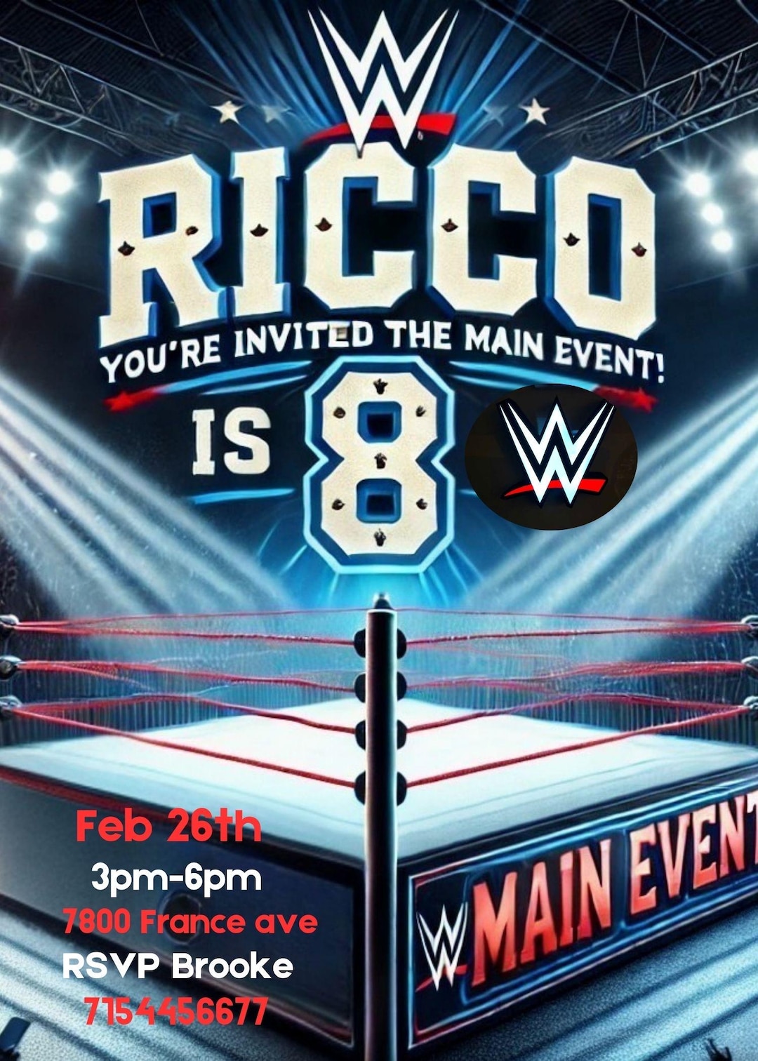 Editable WWE Invitations - Etsy