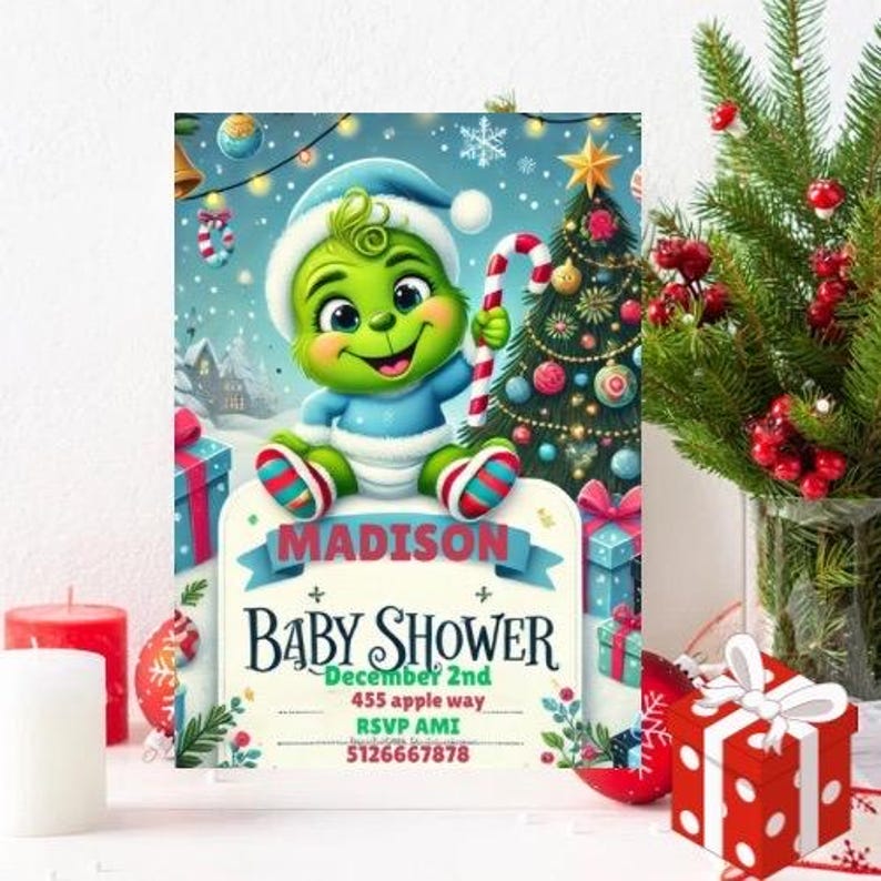 Grinch Baby Shower Invitation Editable - Etsy Canada
