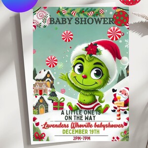 Baby Grinch Whoville Baby Shower Invites Editable - Etsy