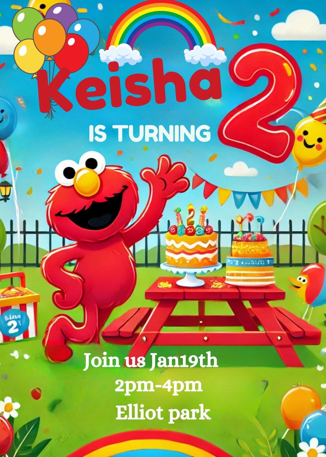Elmo Editable Birthday Invitations - Etsy
