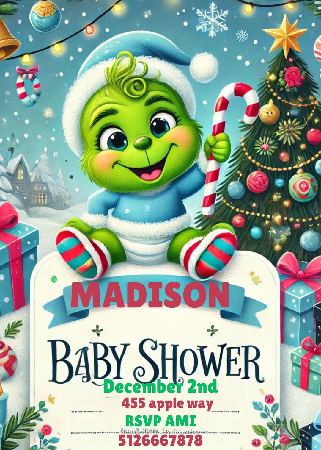 Grinch Baby Shower Invitation Editable - Etsy Canada