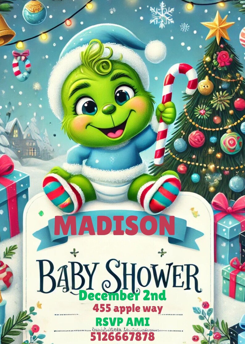 Grinch Baby Shower Invitation Editable - Etsy Canada