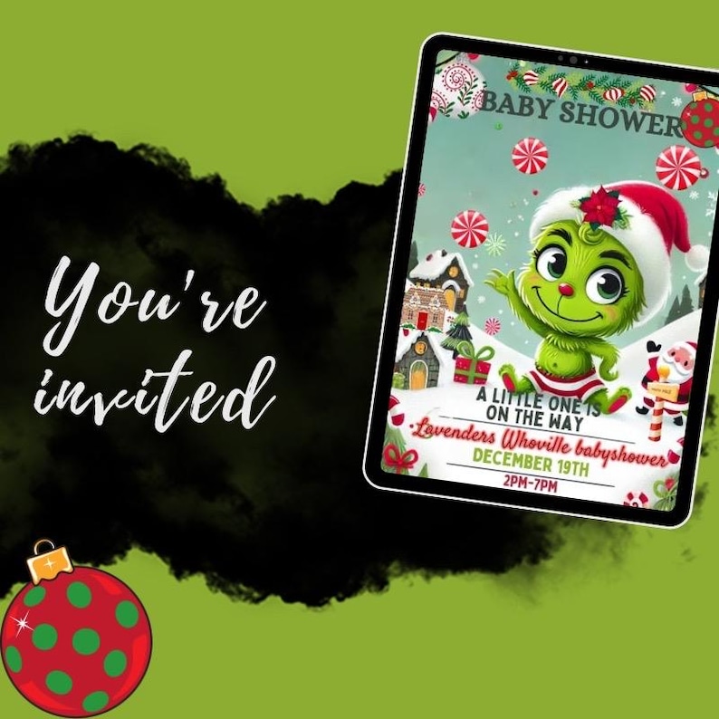 Baby Grinch Whoville Baby Shower Invites Editable - Etsy