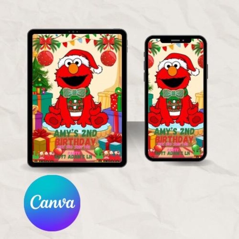 Editable Elmo Birthday Invitations - Etsy