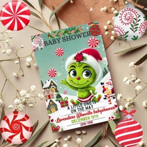 Baby Grinch Whoville Baby Shower Invites Editable - Etsy