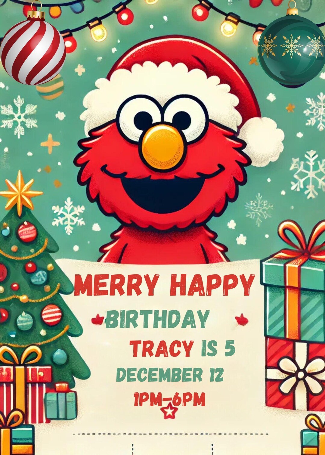 Editable Xmas Birthday Invitations - Etsy
