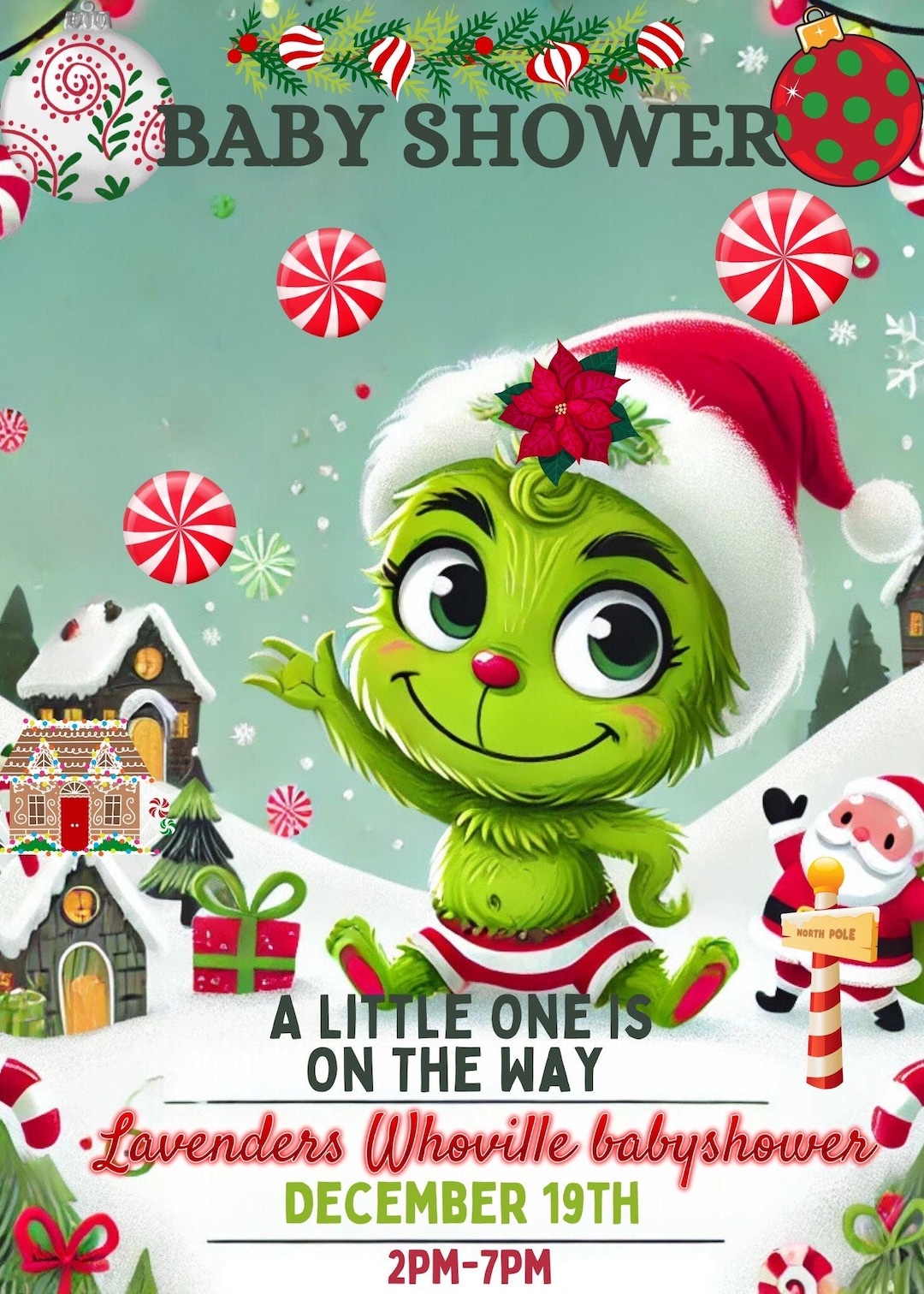 Baby Grinch Whoville Baby Shower Invites Editable - Etsy