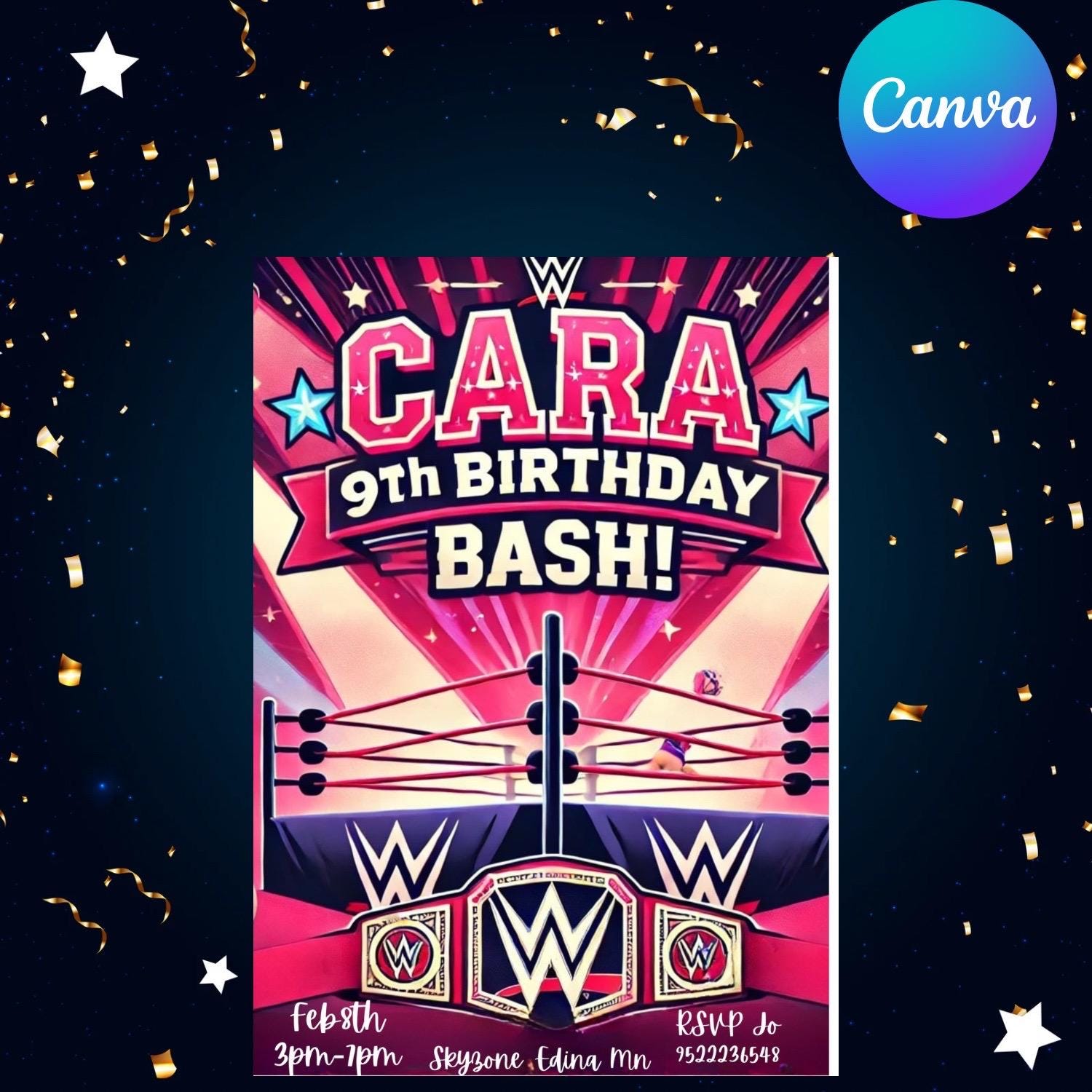 WWE Editable Birthday Invitations - Etsy