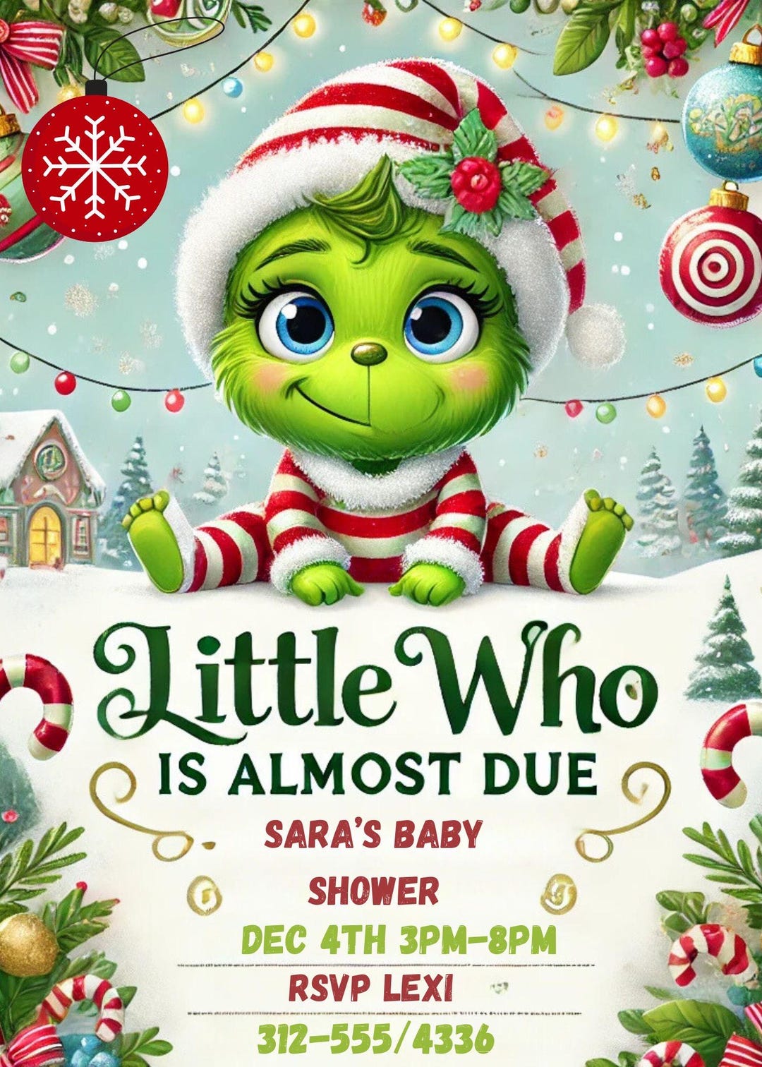 Baby Grinch Baby Shower Invitation Editable - Etsy Canada