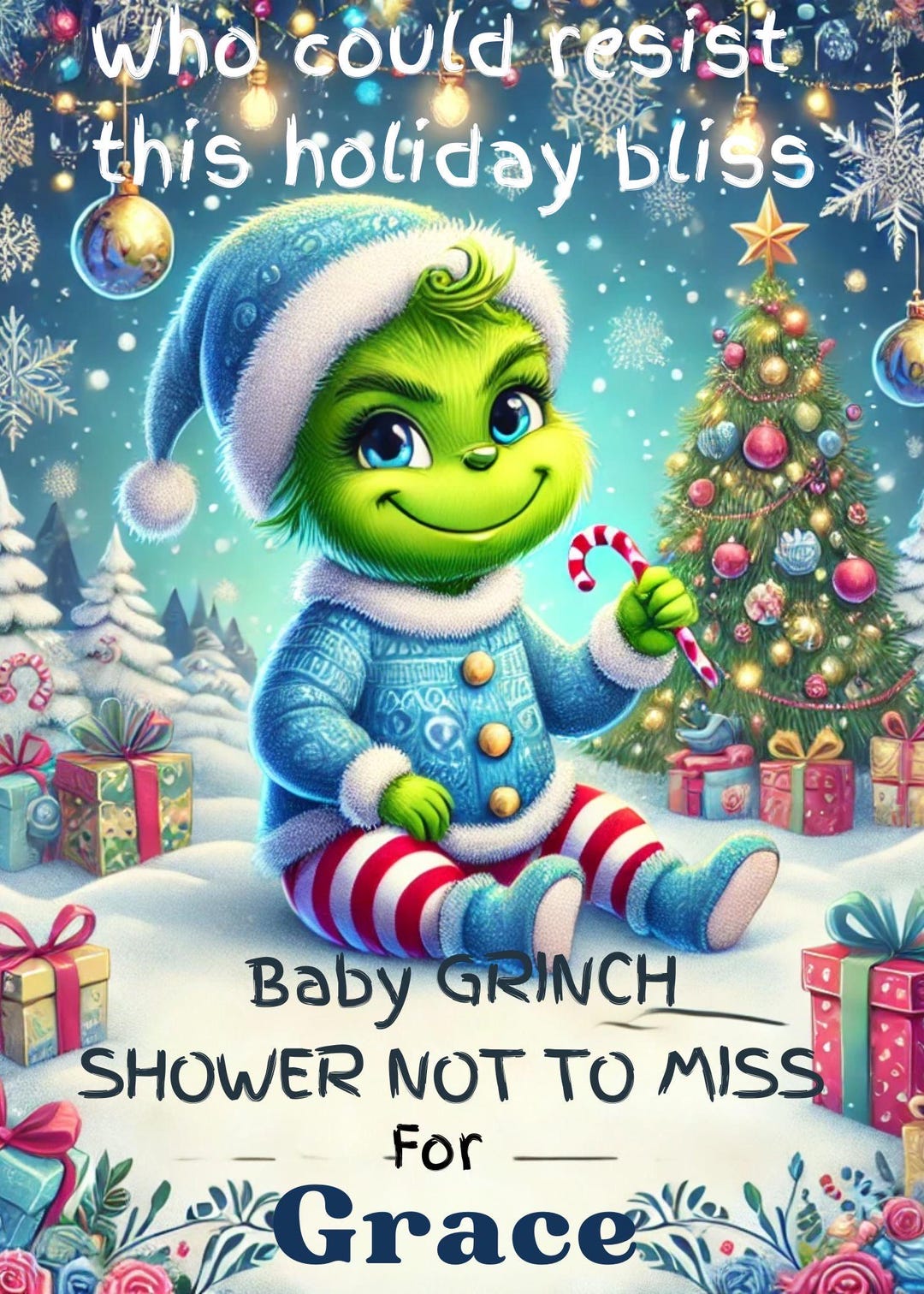 Baby Grinch Baby Shower Invitation Editable - Etsy