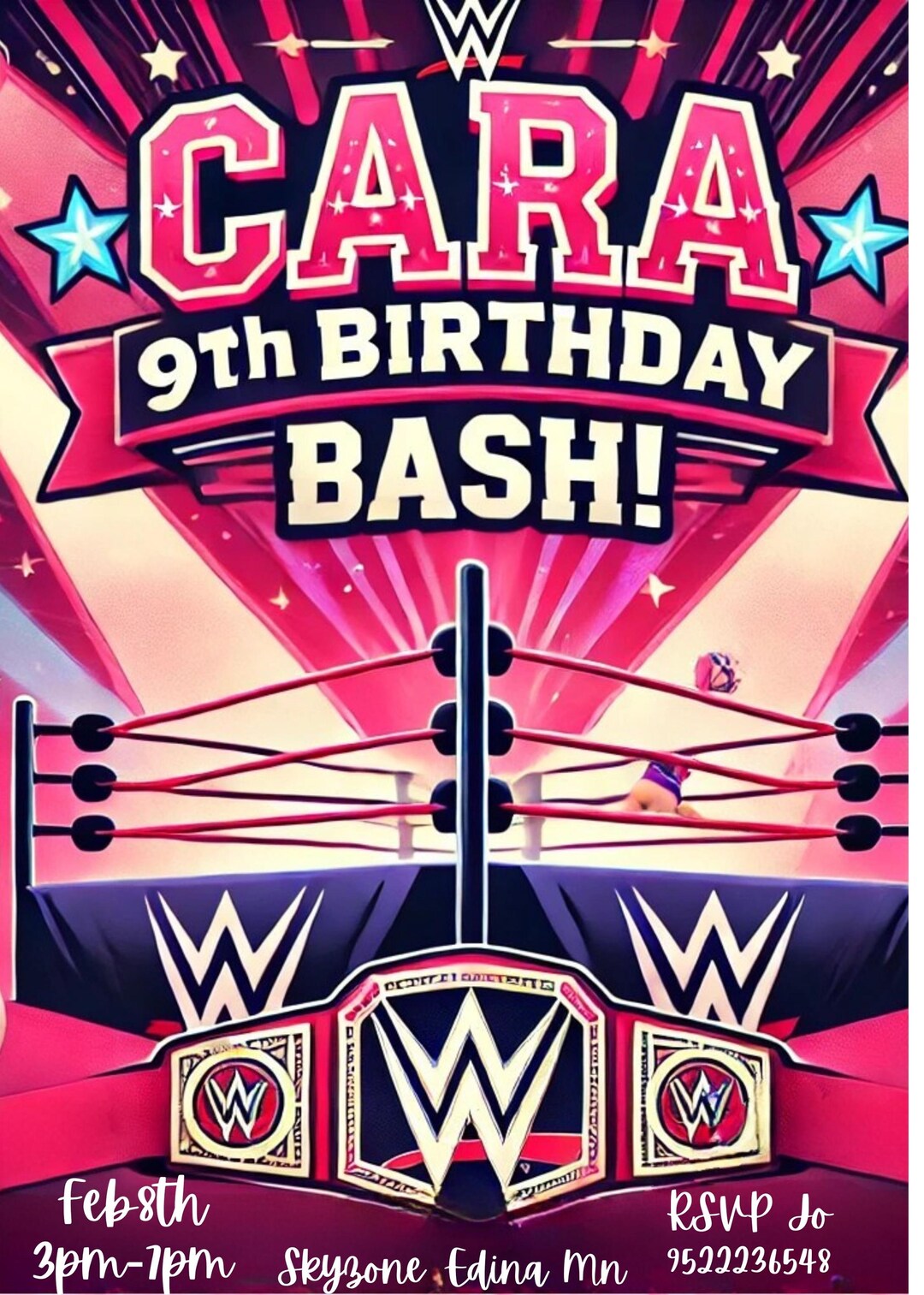 WWE Editable Birthday Invitations - Etsy