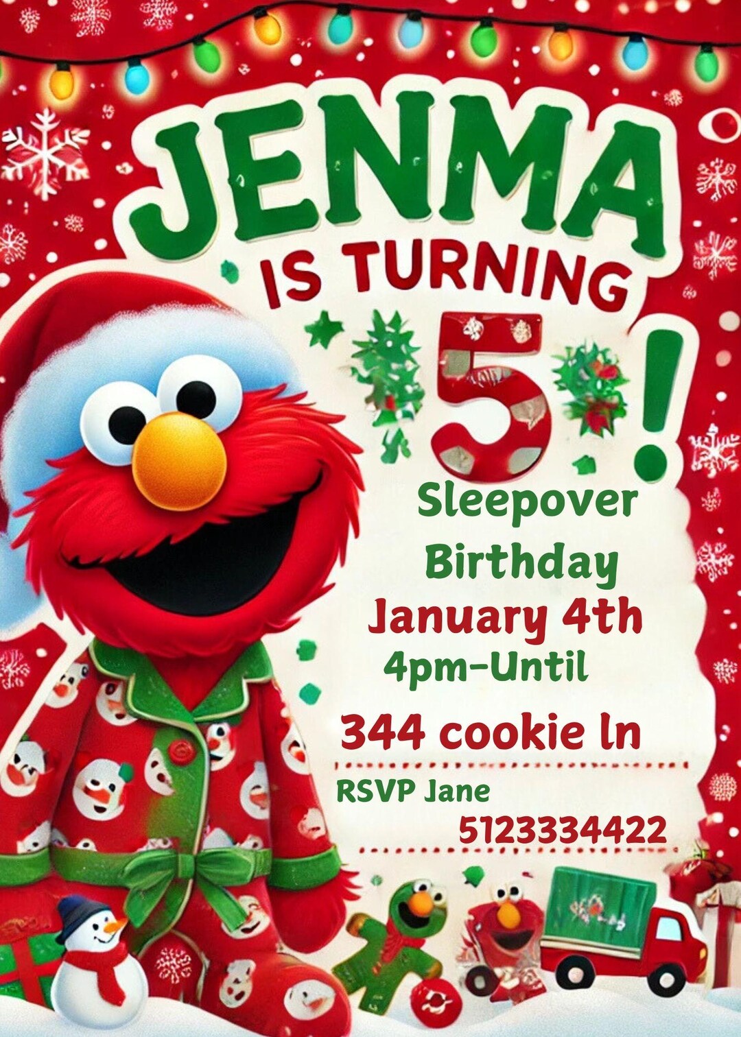 Elmo Bday Invitation Winter Theme Editable - Etsy