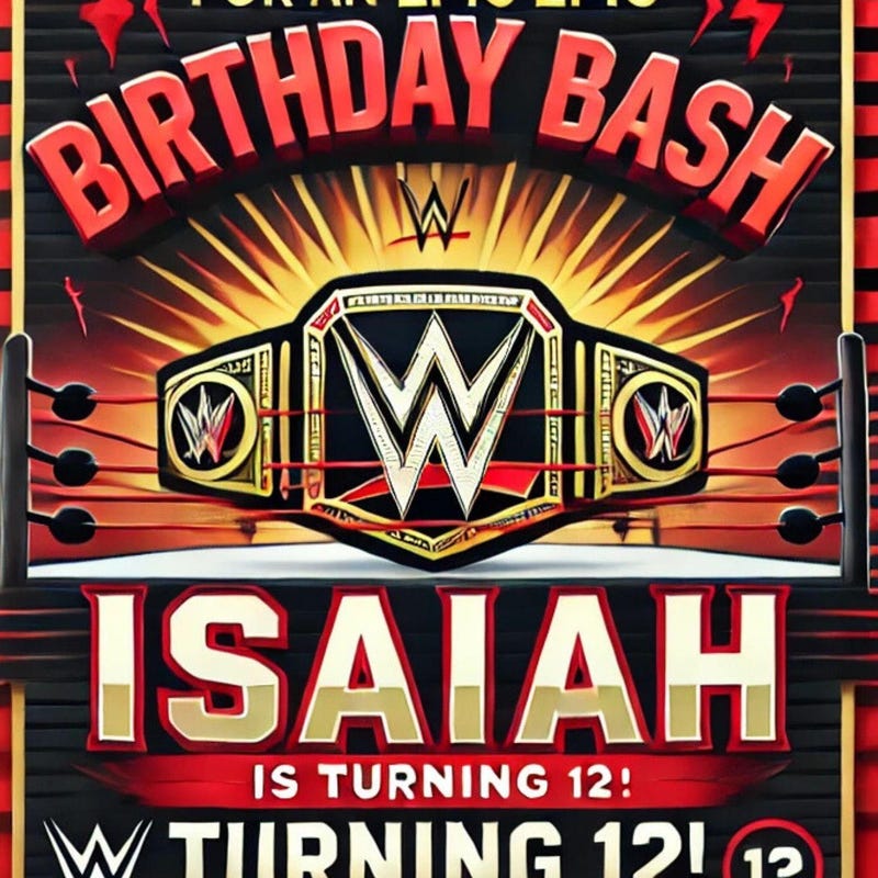 Wwe Invitation - Etsy