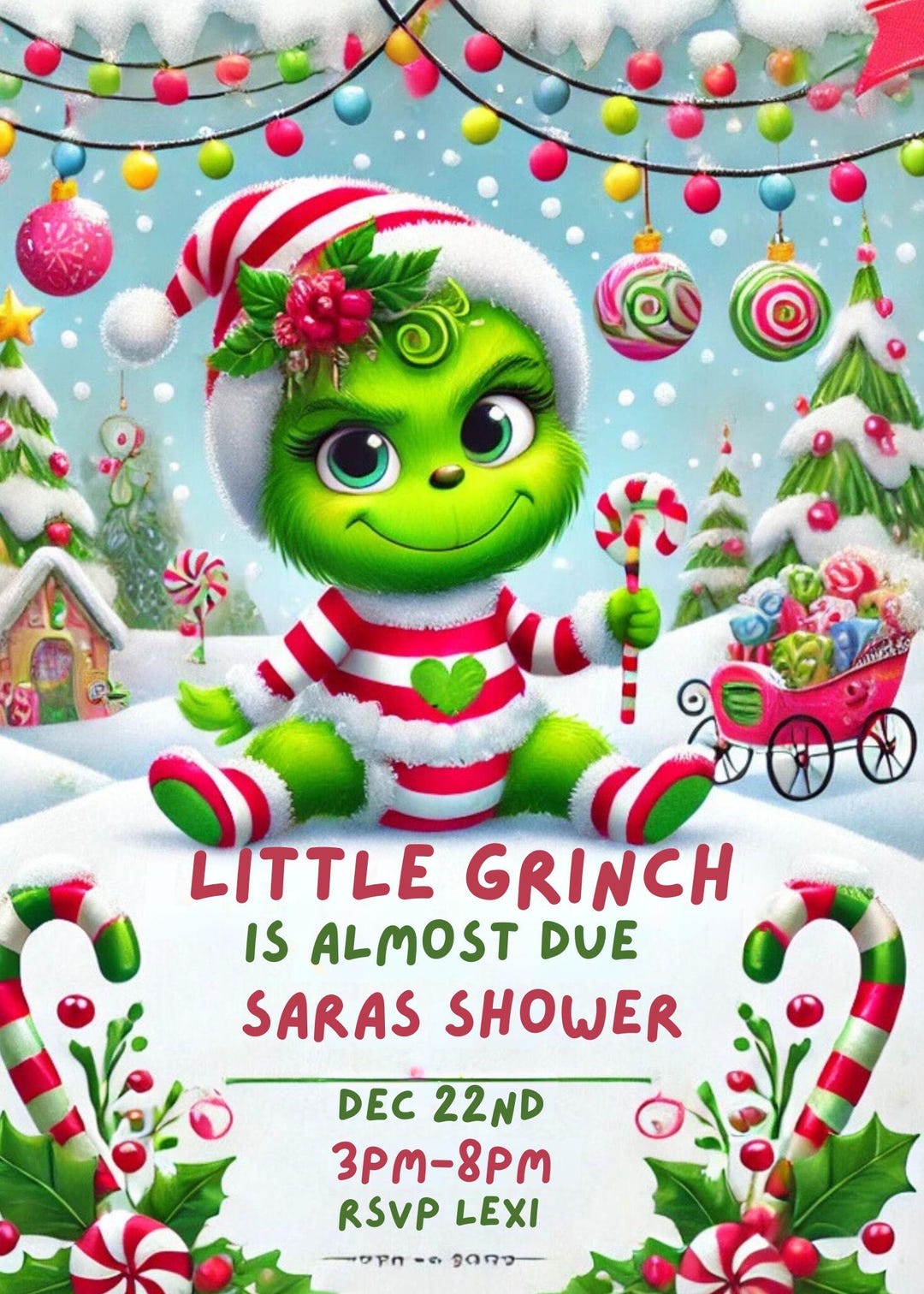Baby Grinch Editable Baby Shower Invitation - Etsy