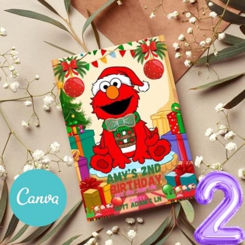 Editable Elmo Birthday Invitations - Etsy