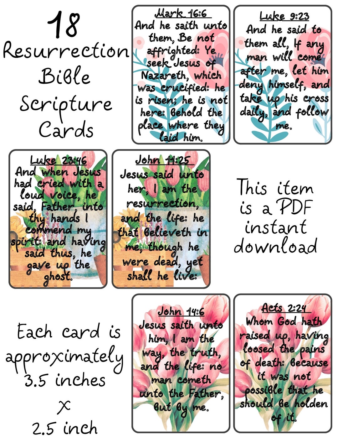 Easter Printable Bible Study Scripture Cards, King James Version PDF ...