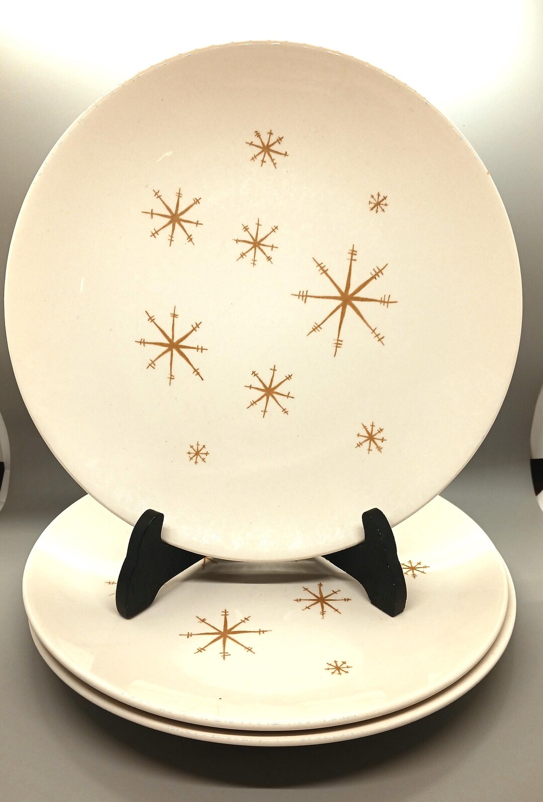 Vintage Star Glow Plates Set of 3 Atomic MCM Dishes Royal Ironstone ...
