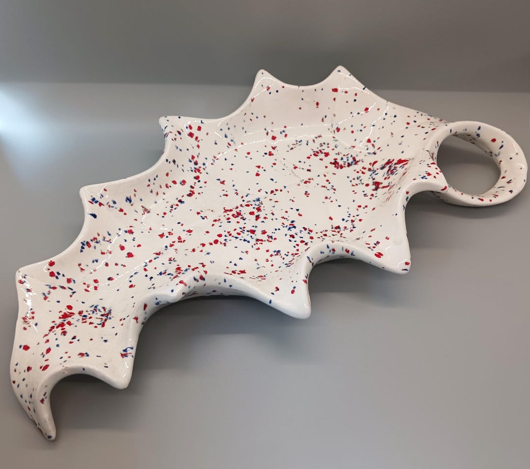 Vintage Speckled Holly Dish Christmas Holiday Candy Nut Serving Tray ...