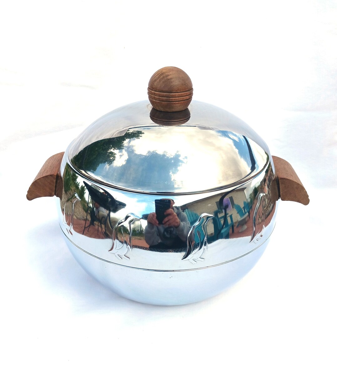 Vintage Ice Bucket MCM West Bend Ice Bucket Metal Penguin Hot/cold ...