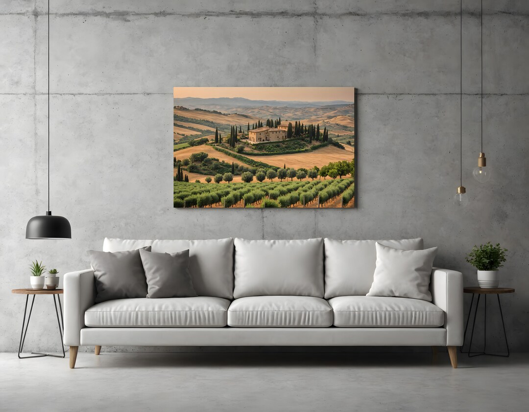 Tuscan Harmony Canvas Art, Italian Villa Print, Countryside Home Decor ...