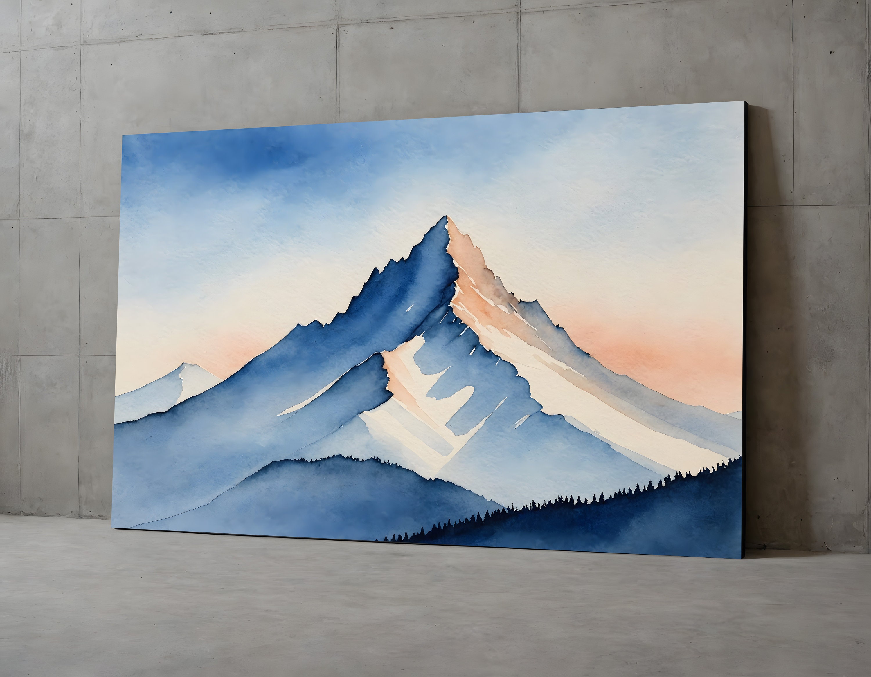 Watercolor Mountain Landscape Canvas: Alpine Peaks Wall Art - Etsy
