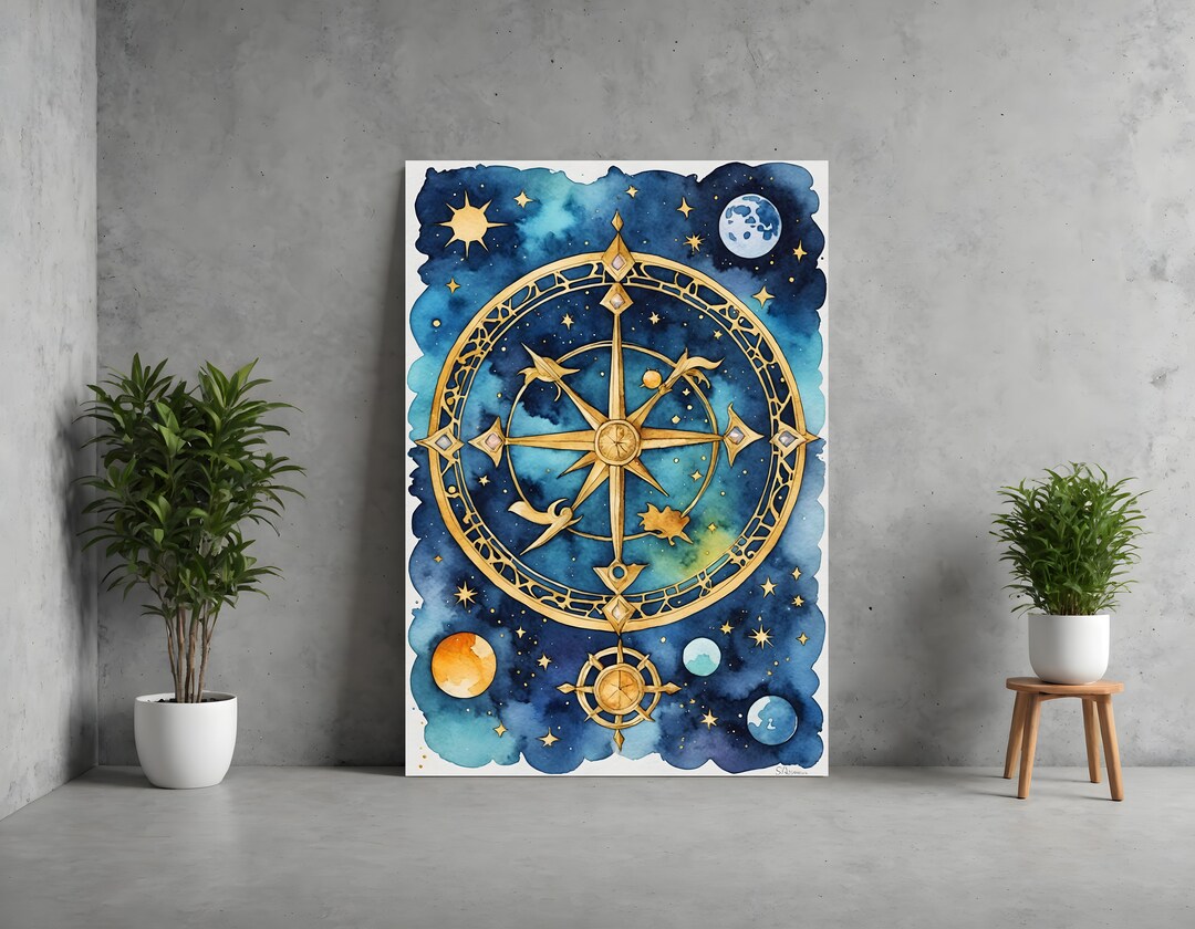 Celestial Navigation Watercolor, Nautical Star Map Art, Vintage ...