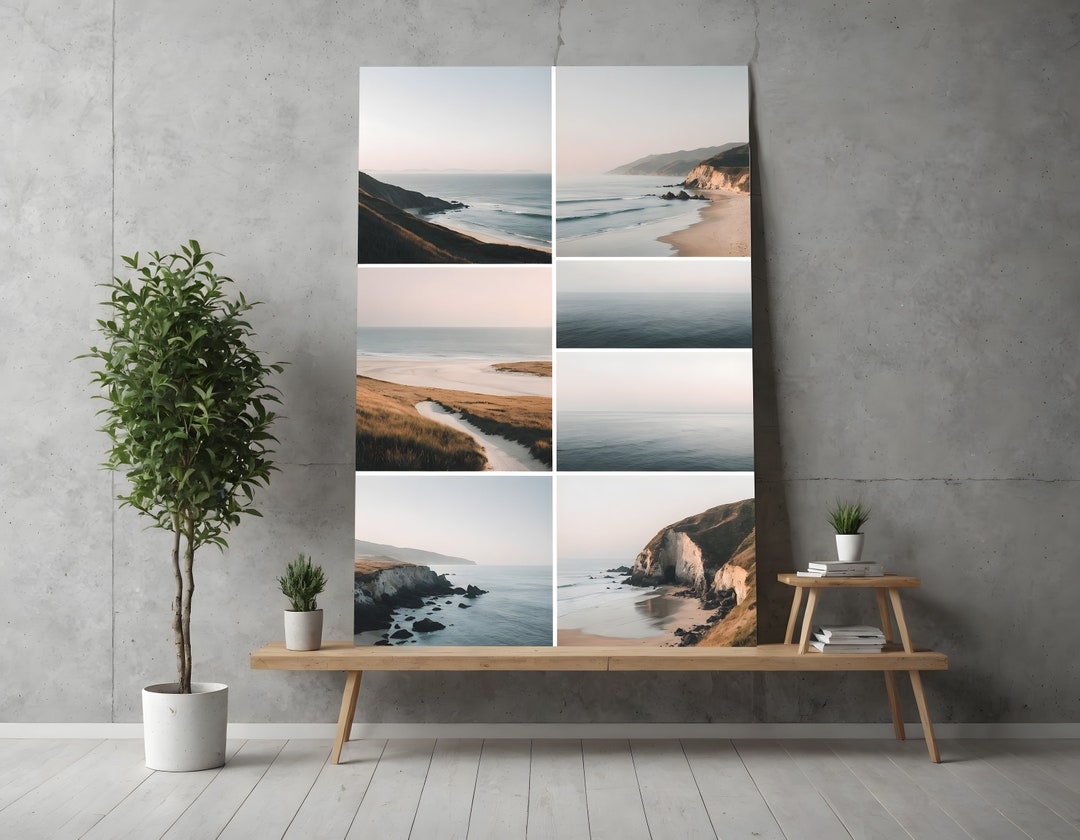 Abstract Ocean Collage Art, Coastal Harmony Print, Seashore Montage ...