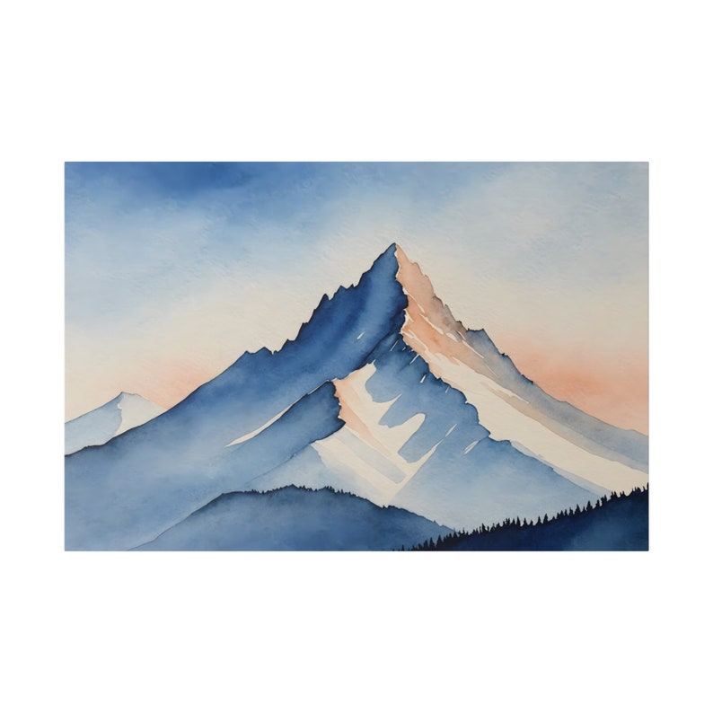 Watercolor Mountain Landscape Canvas: Alpine Peaks Wall Art - Etsy