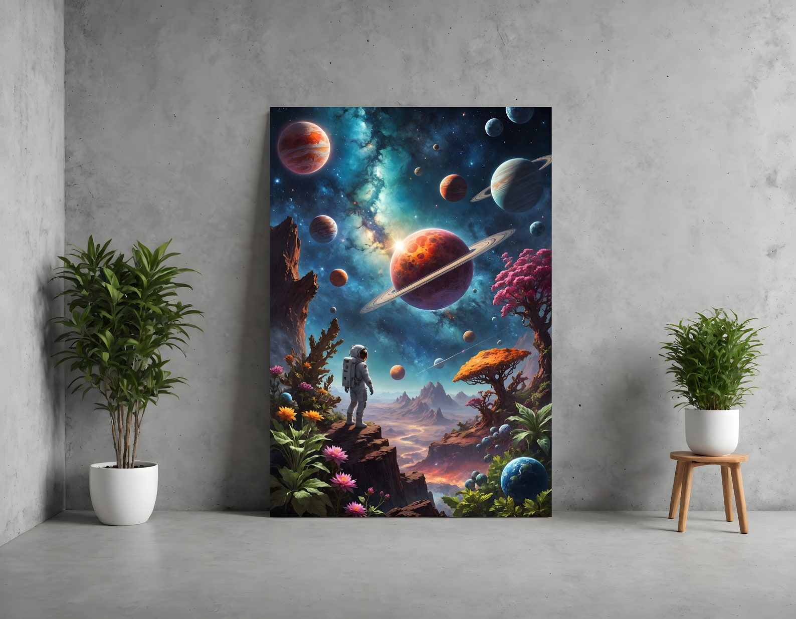 Astronaut in Space Art, Planetary Canvas Print, Sci-fi Wall Art ...