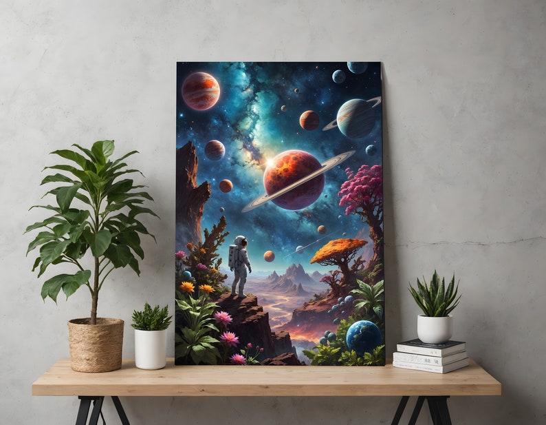 Astronaut in Space Art, Planetary Canvas Print, Sci-fi Wall Art ...