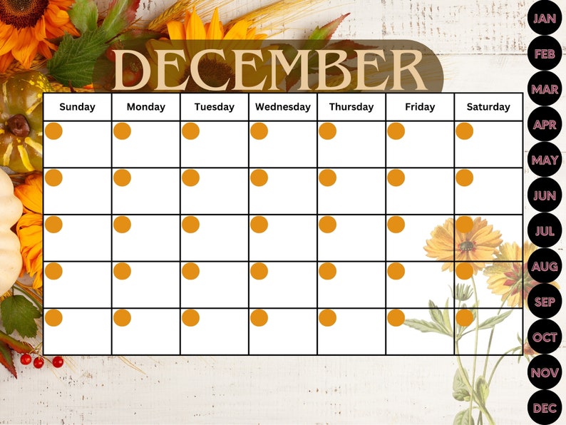 Sunflower Digital Monthly Planner, Undated Monthly Planner, Ipad ...