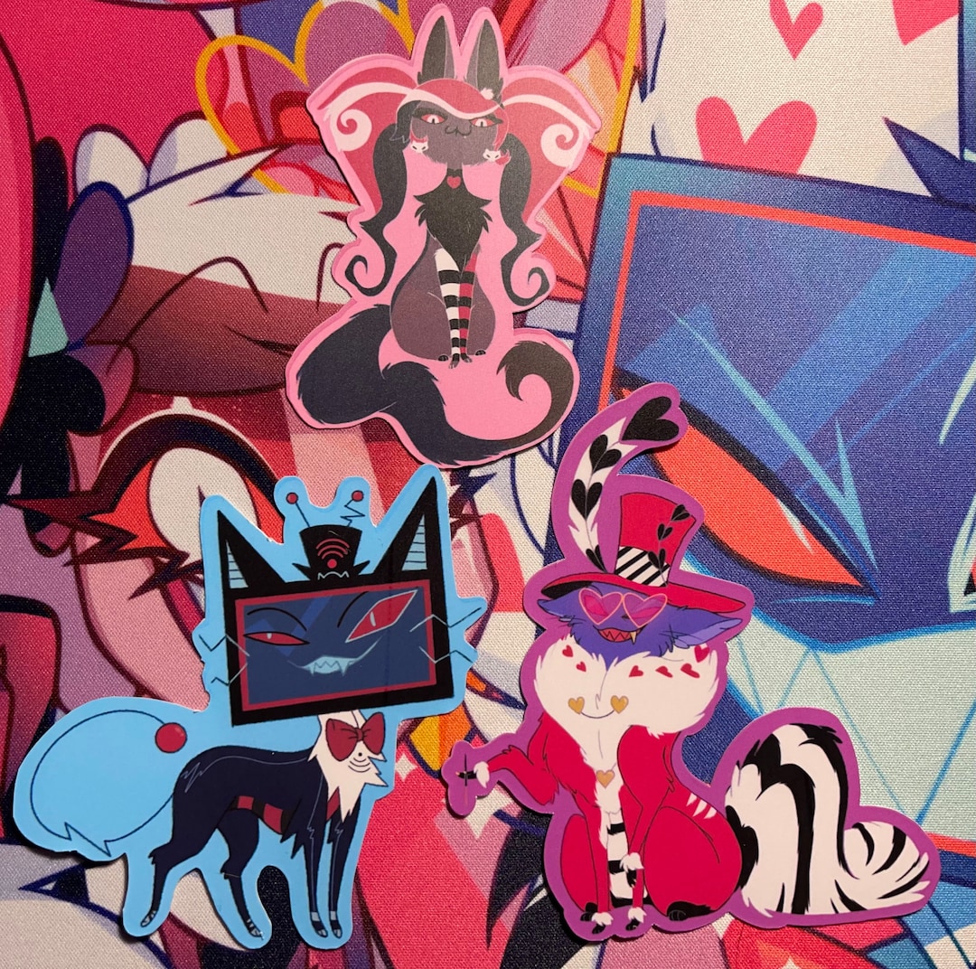 Hazbin Hotel Stickers Vee Cats Vox, Valentino, and Velvette Cat - Etsy