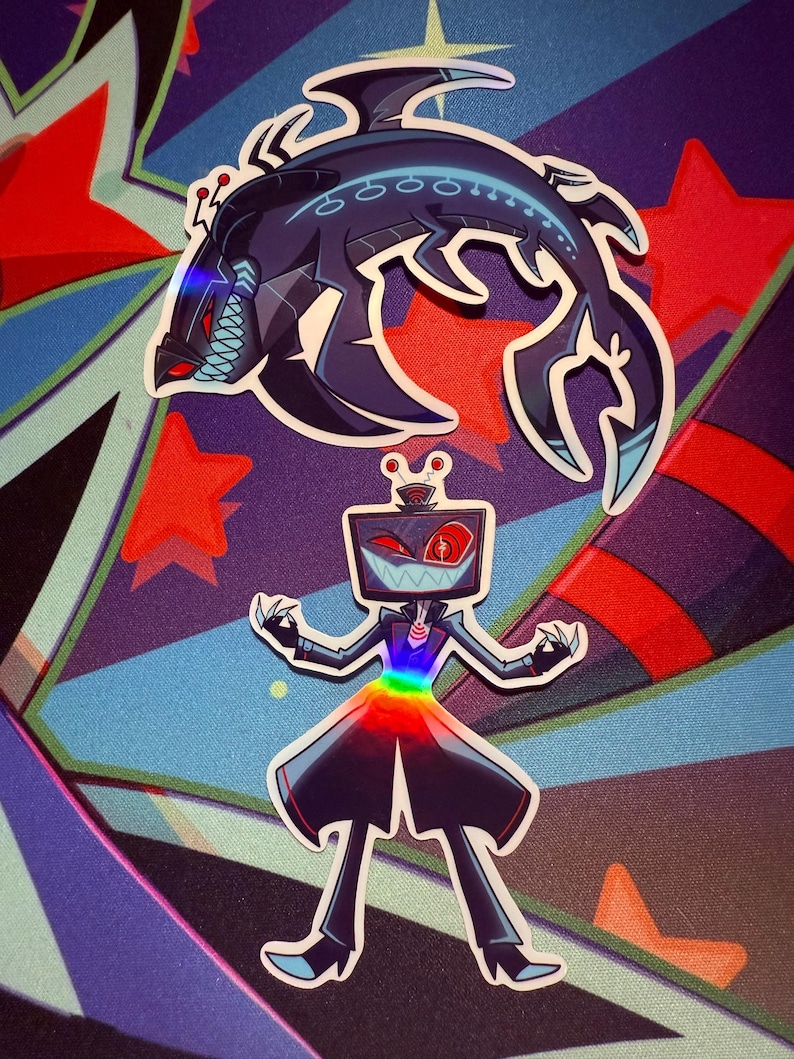 TV Father & Shark Son | Vox and Shok.wav Big Vinyl Sticker | Hazbin ...