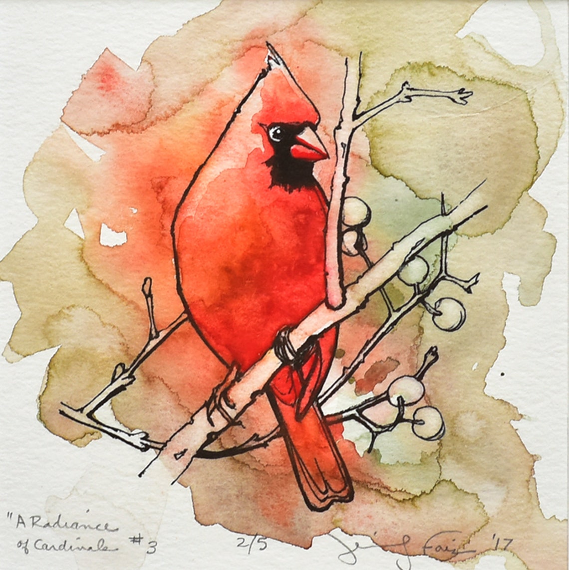 A Radiance of Cardinals: Design #3, Edition #2. an Original Cardinal ...