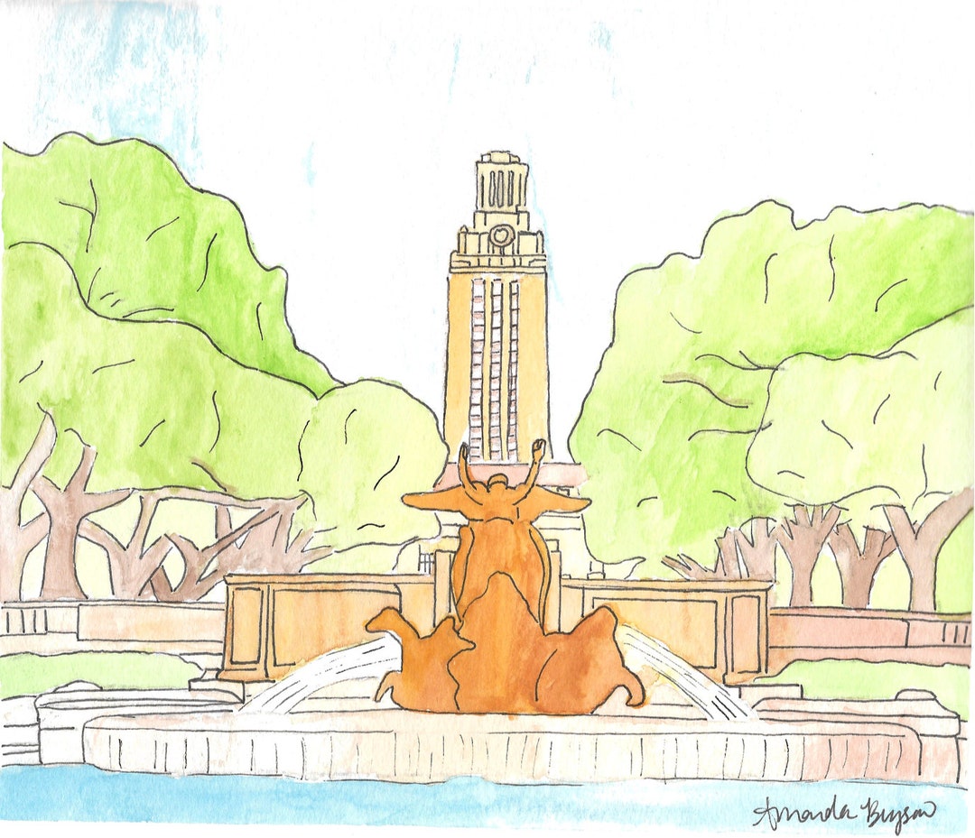 University of Texas at Austin Tower Hand-painted - Etsy
