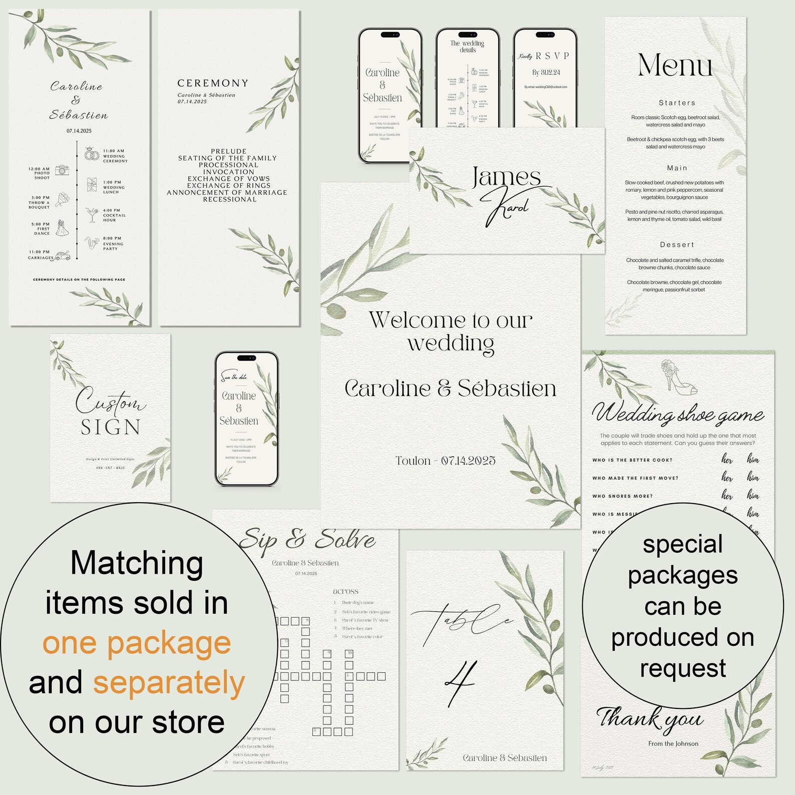 Wedding Menu Template - Editable and Printable Wedding Menu - Provence ...