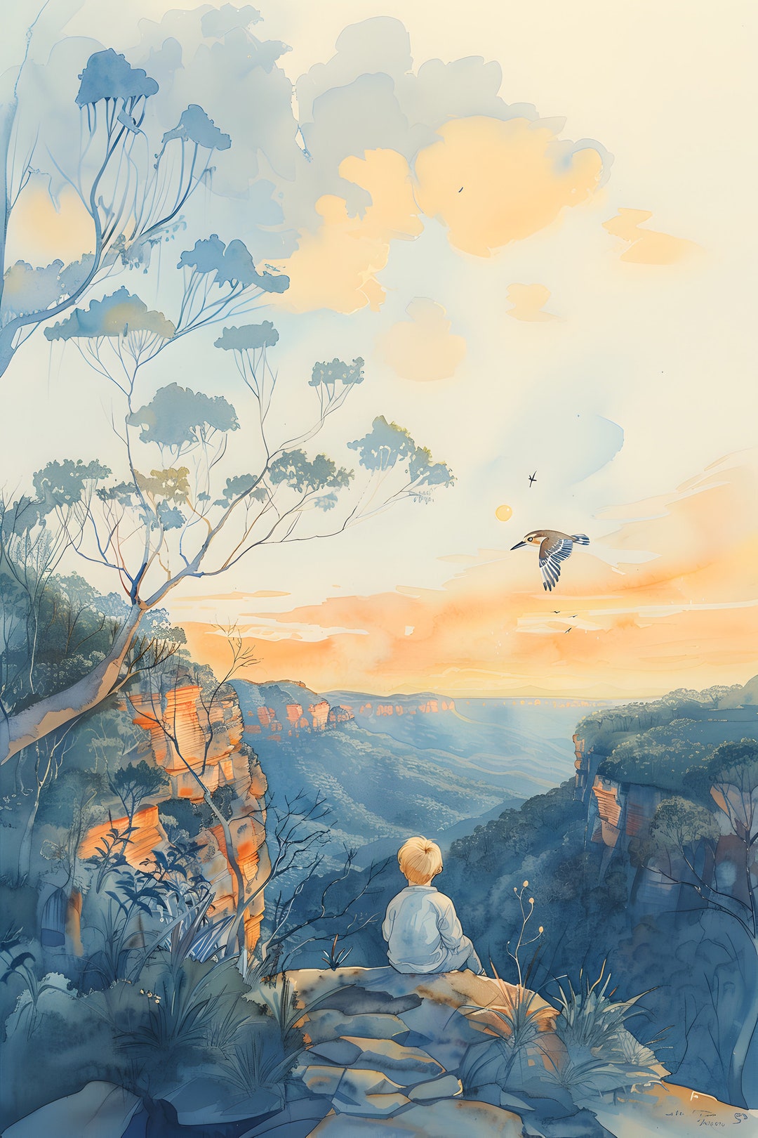 Nursery Nature Print Boy at Dawn in Blue Mountains Australia ...
