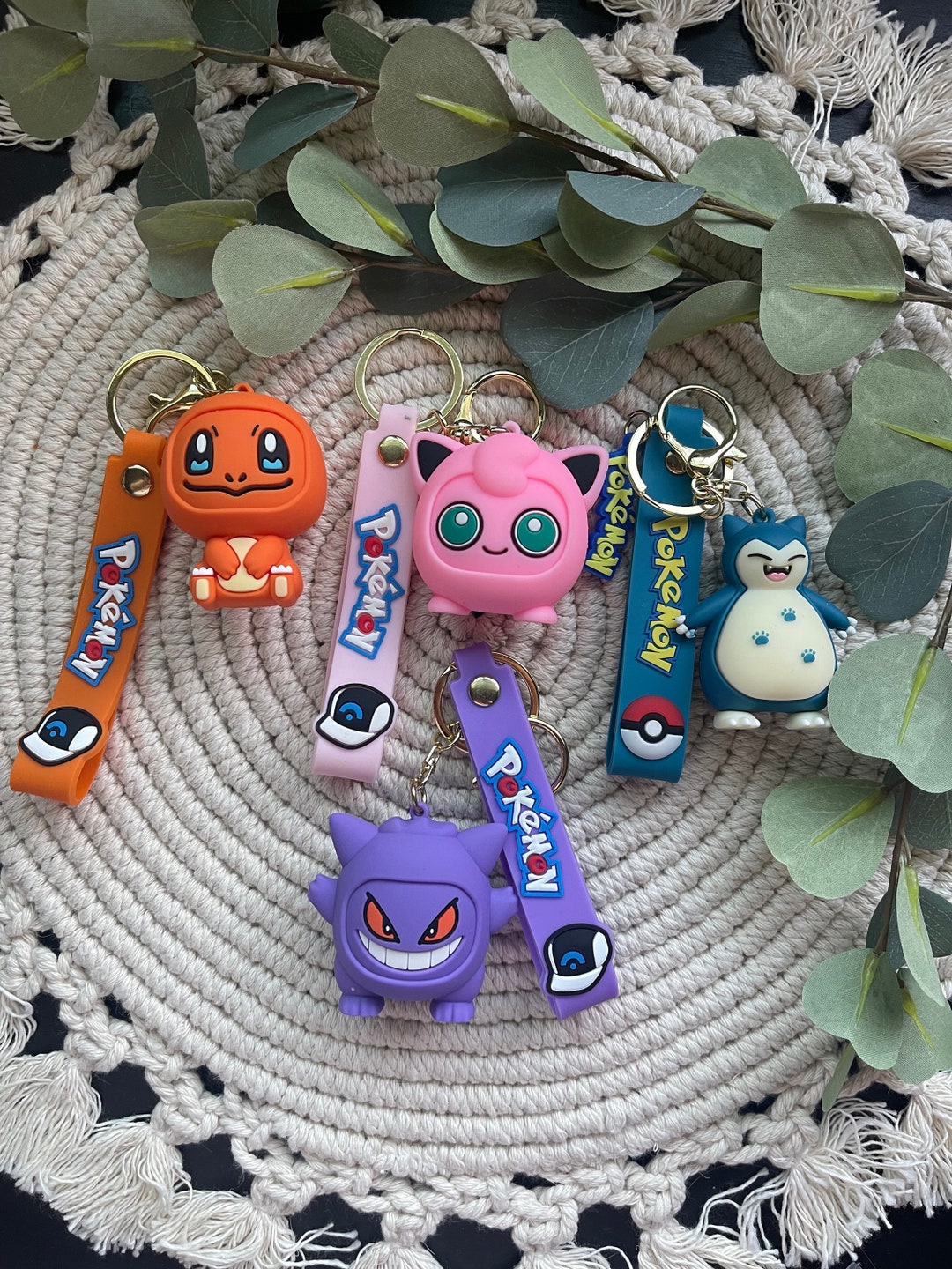 Pokémon Cartoon 3D Keychains With Carrying Straps, Character Key ...