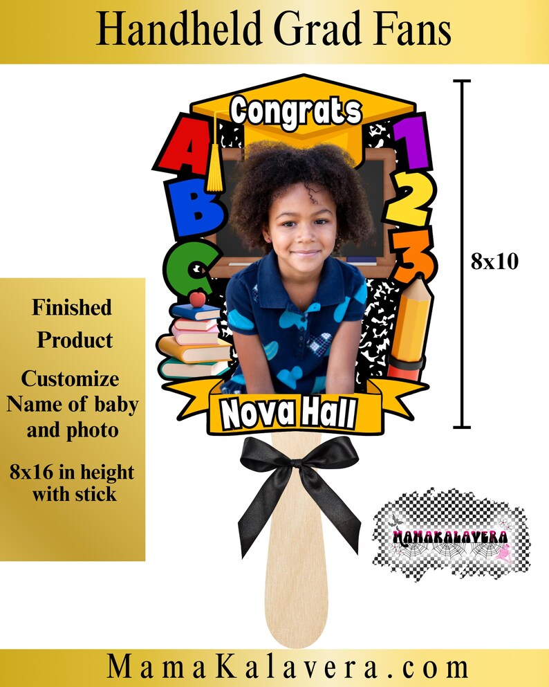 Kindergarten Graduation Fans, Head on a Stick, Custom Face Fans With ...