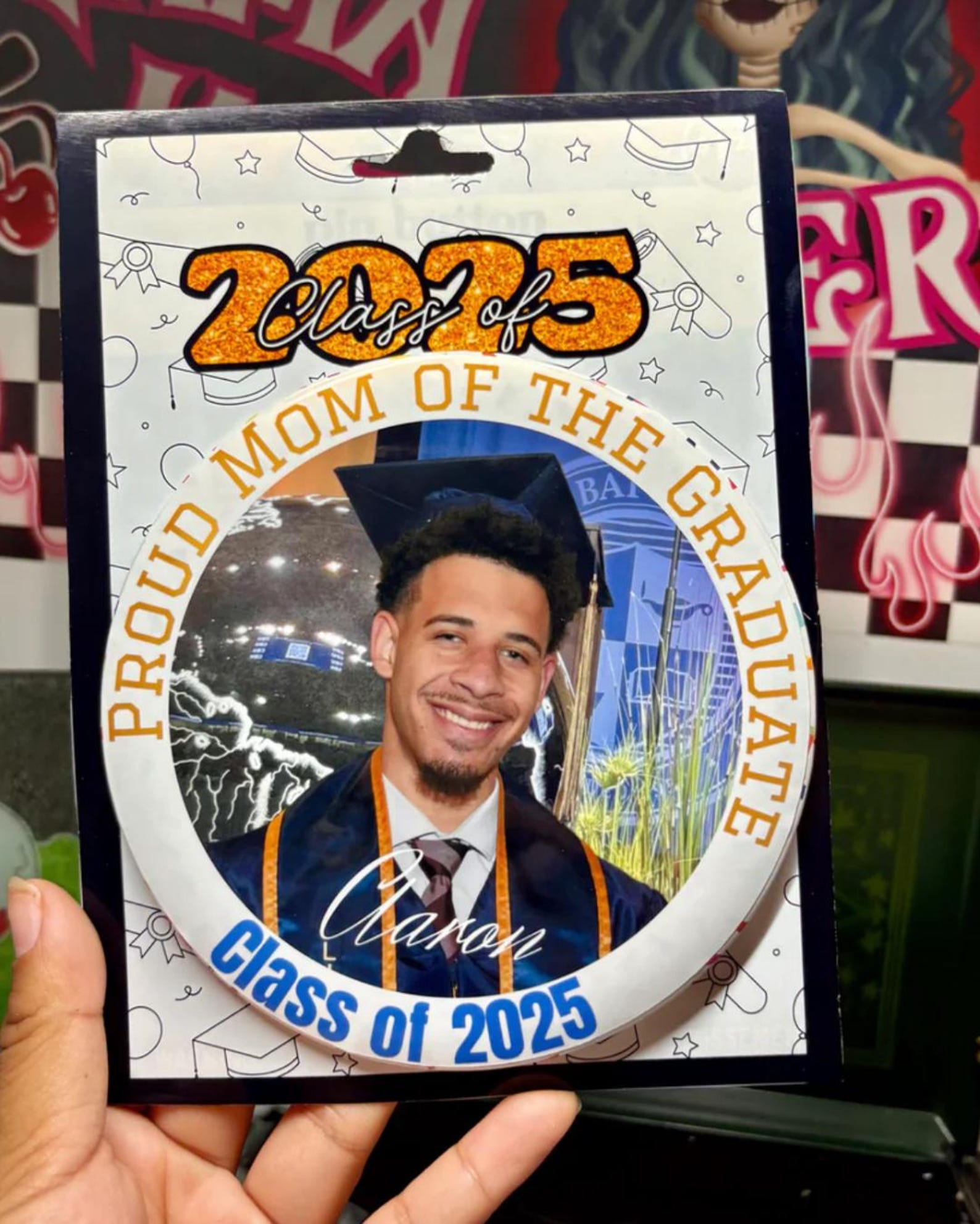 Custom Graduation Button | 5" Personalized Grad Photo Button With Name ...