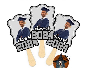 Graduation Fans, Gradfans, Head on a Stick, Custom Face Fans With ...