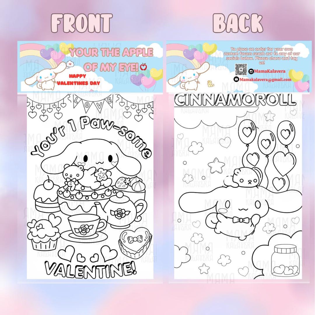 Cinna Dog Coloring/activity Sheets, Valentine's Day Coloring Set With ...