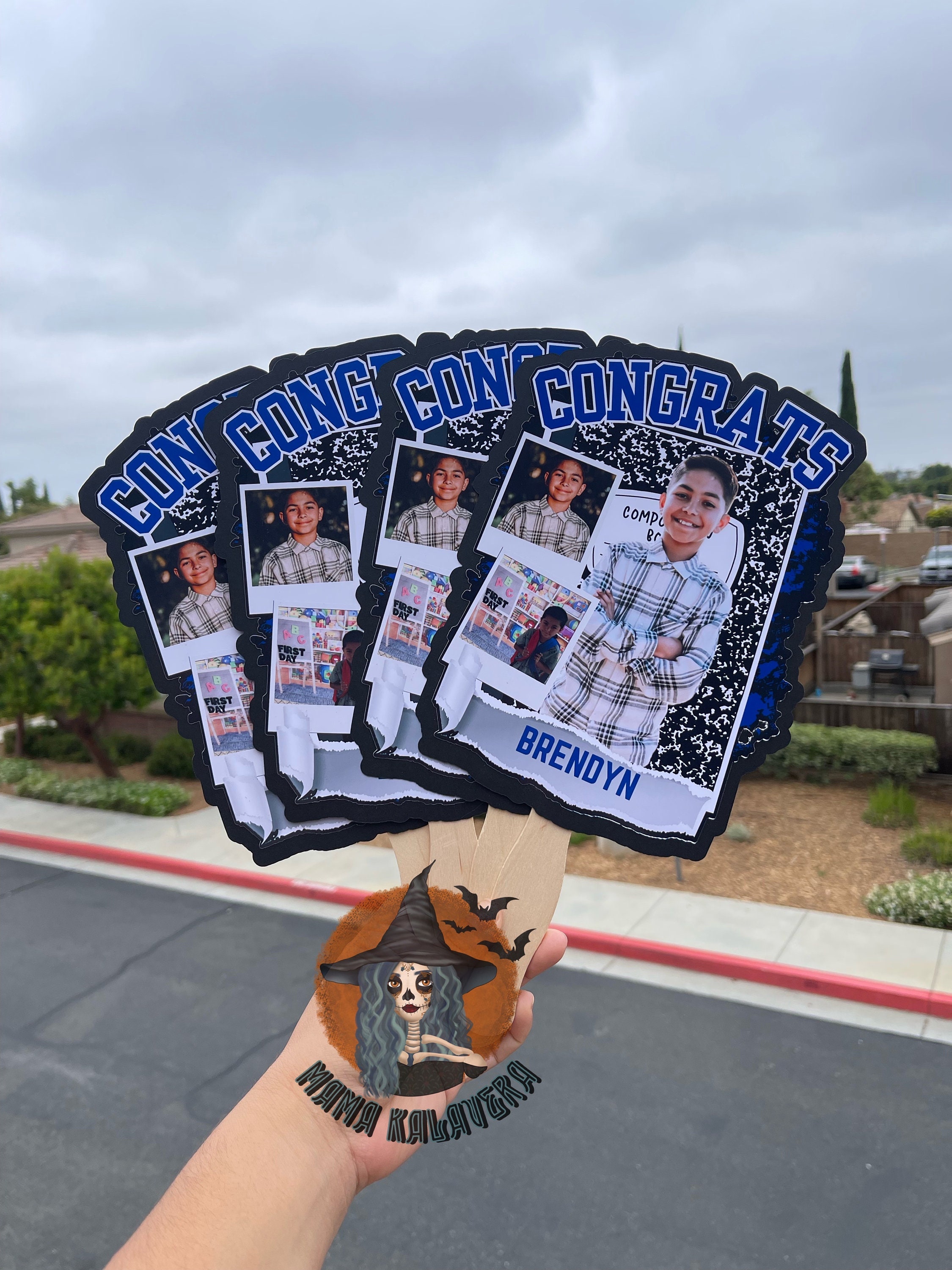 Gradfans, Graduation Fans, Head on a Stick, Custom Face Fans With ...