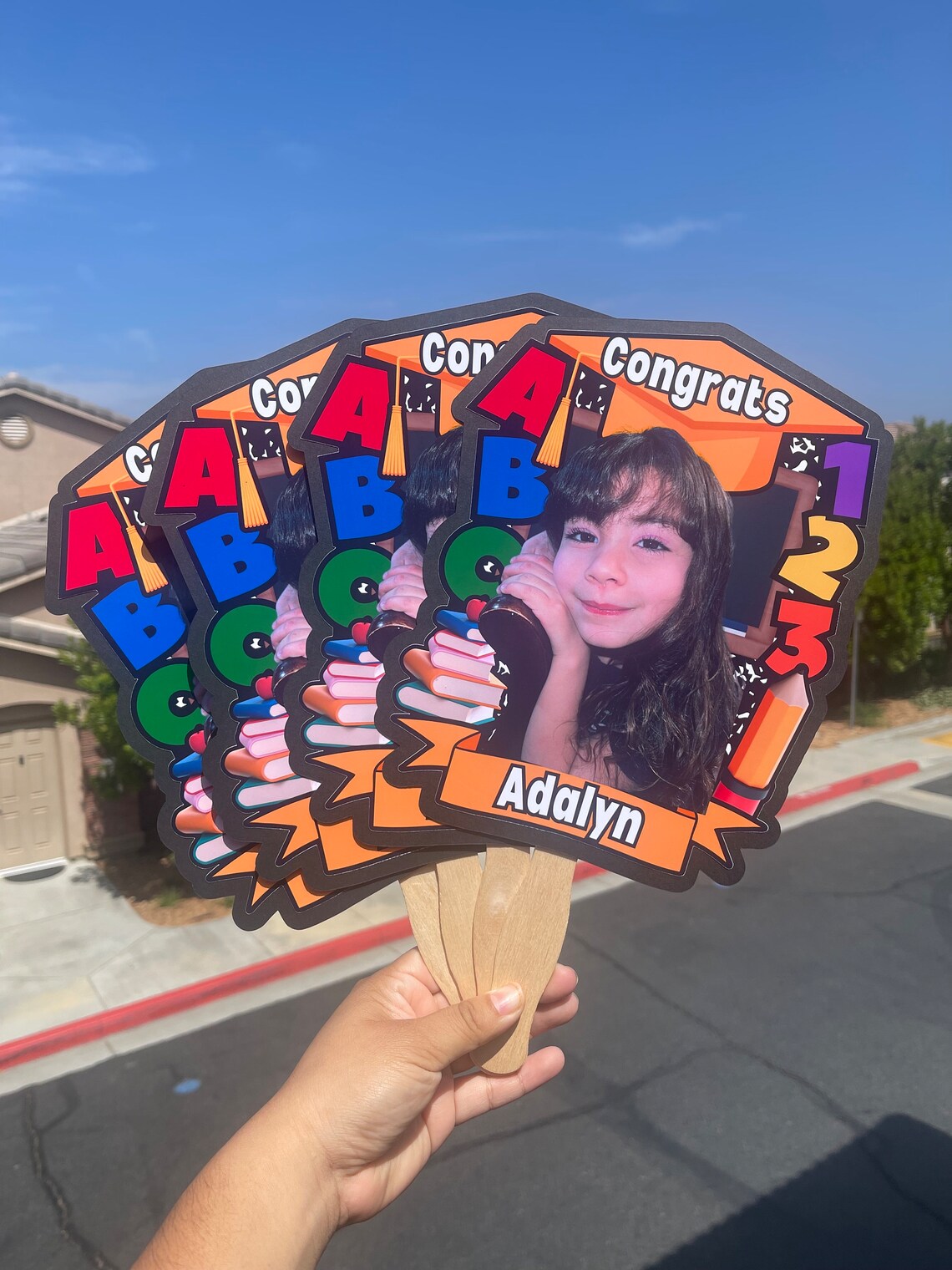 Kindergarten Graduation Fans, Head on a Stick, Custom Face Fans With ...