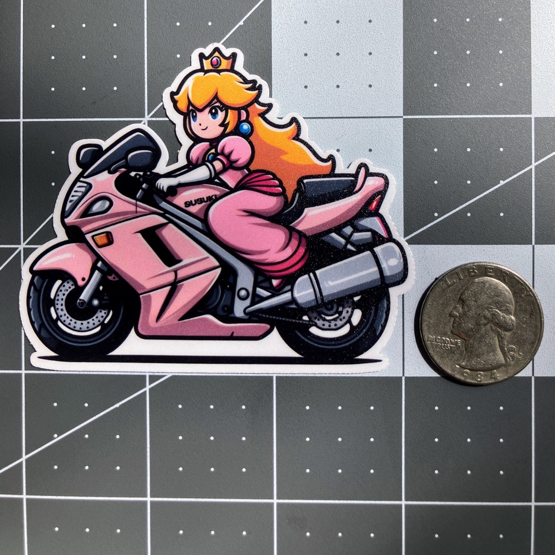 Princess Riding Pink Motorcycle. 3 Inch Sticker. Matte Finish. Water ...