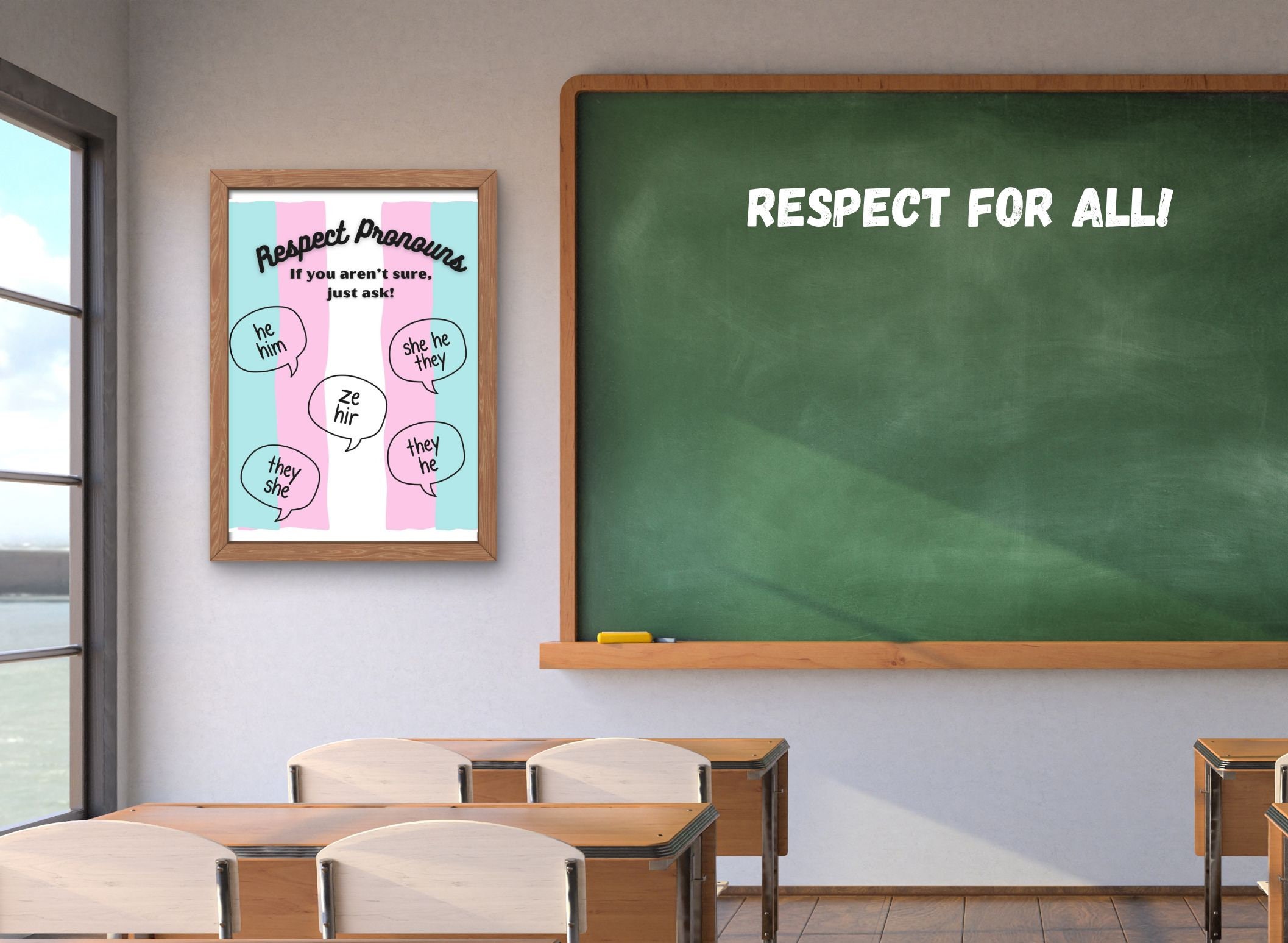 Respect Pronouns Classroom Poster - Etsy