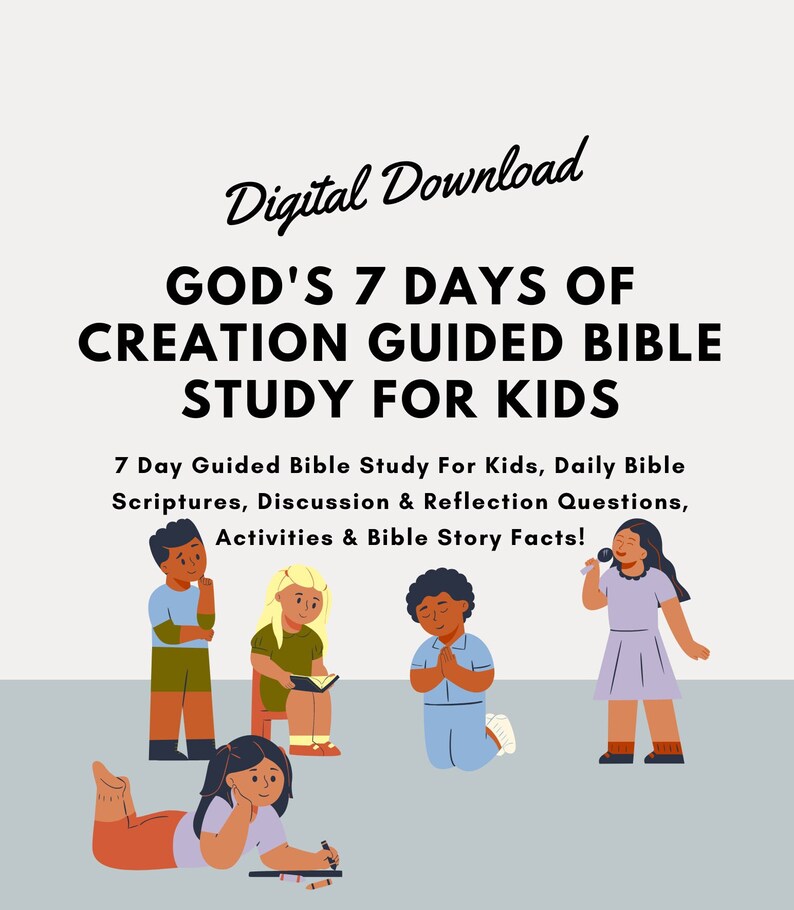 7 Day Guided Bible Study for Kids, 7 Days of Gods Creation for Kids ...