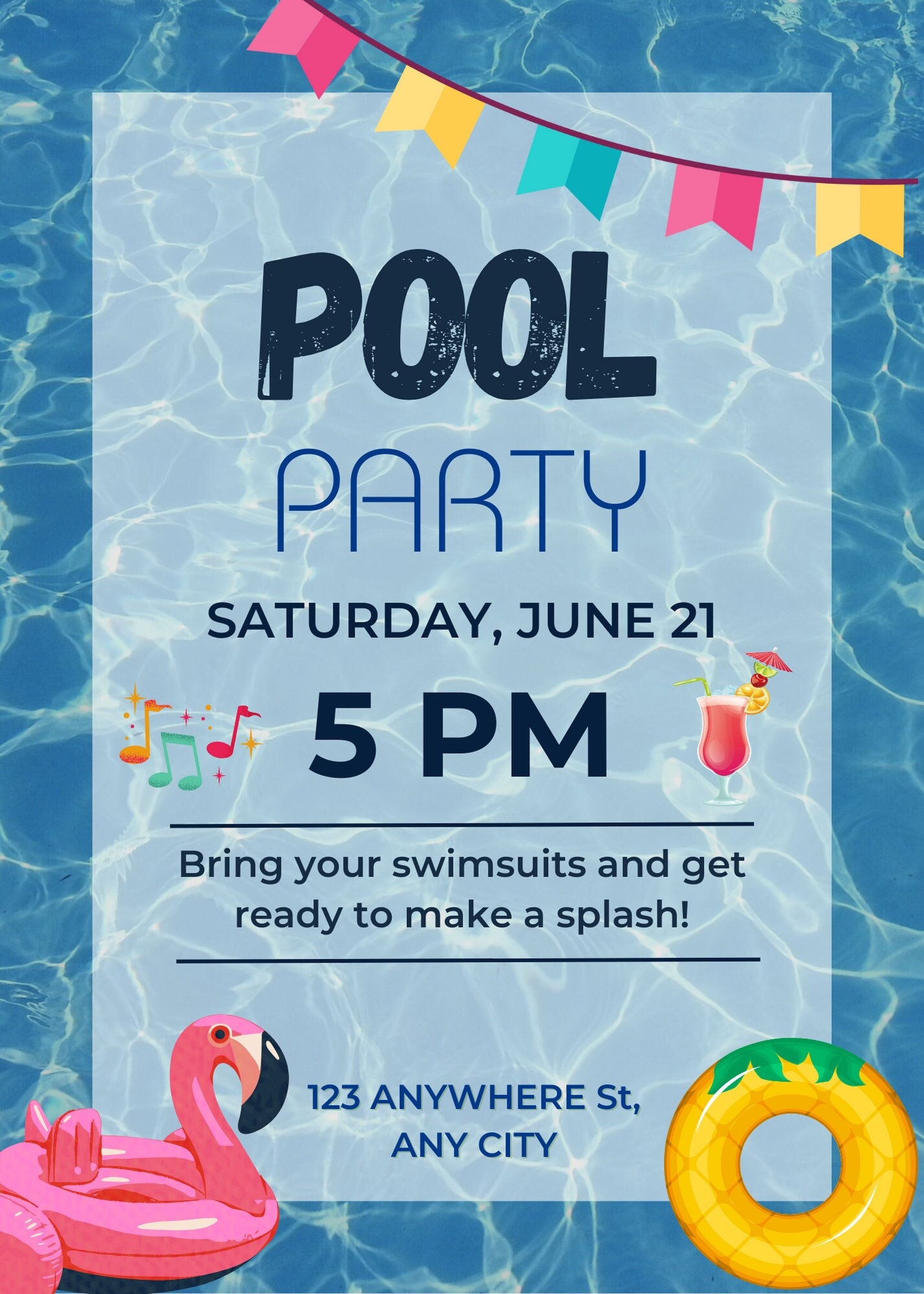 Pool Party Invitation, Editable Digital Download - Etsy