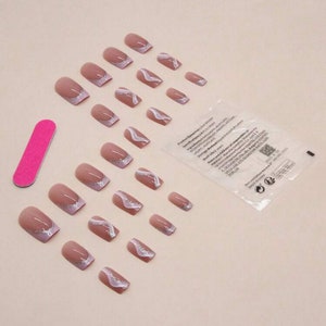 24pcs Short Pink False Nails - Etsy